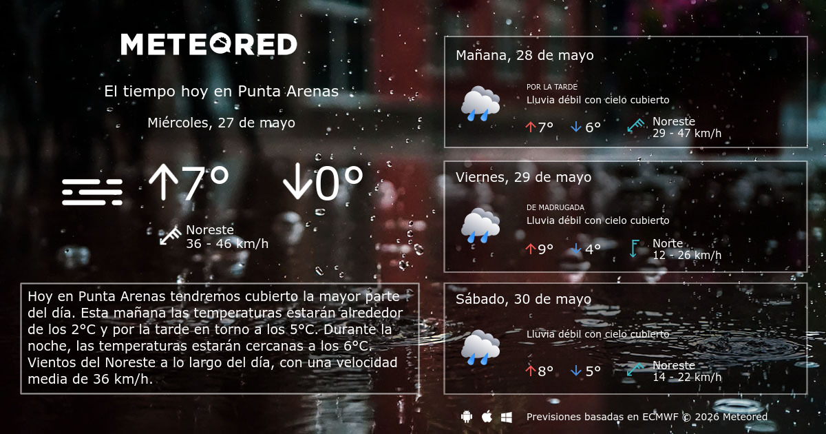 El Tiempo en Punta Arenas 14 días - Meteored Chile
