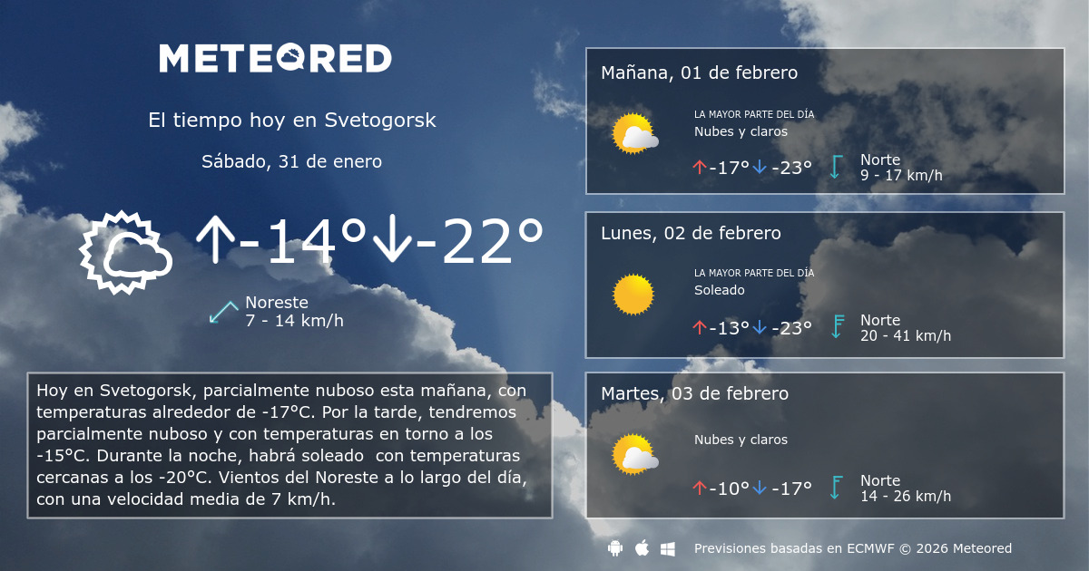 El Tiempo en Svetogorsk 14 días - Meteored Chile